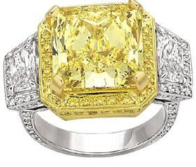 Vizcaya 5.5 Carat Canary Princess Cut Halo Cubic Zirconia Trapezoid Ring