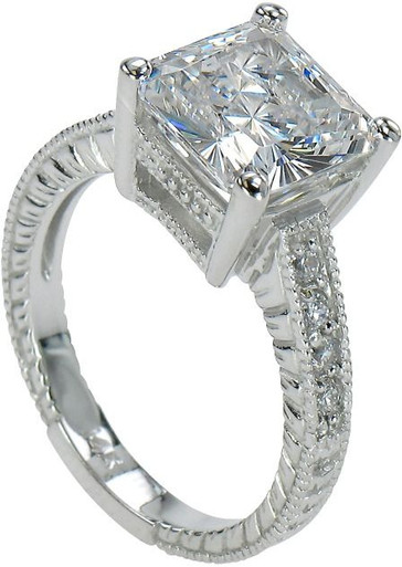 Tiburon 4 Carat Princess Cut Square Cubic Zirconia Antique Estate Style ...