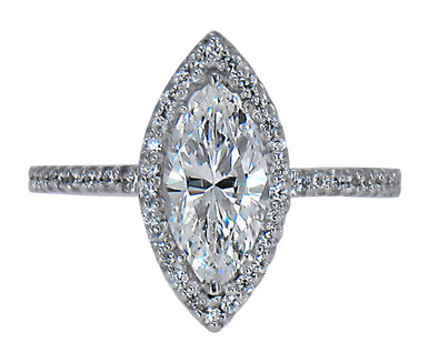 LaRue 2 Carat Marquise Cubic Zirconia Pave Set Round Halo Solitaire ...