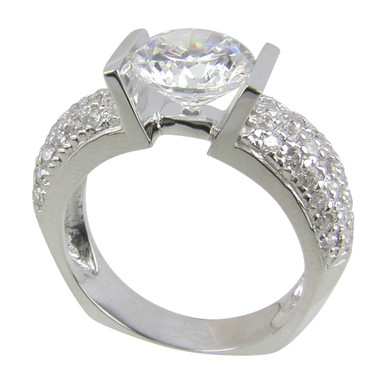 Piedmont 1.5 Carat Round Gemlock Set Cubic Zirconia Pave European Shank ...