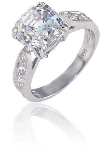 Winston 4 Carat Asscher Cut Cubic Zirconia Cathedral Pave Solitaire