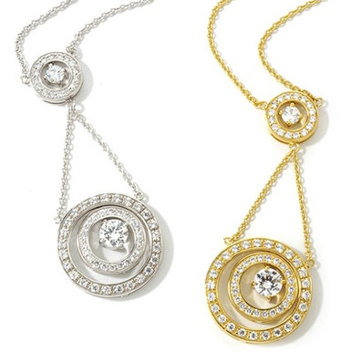 Concentia .75 Carat Round Cubic Zirconia Double Halo Drop Necklace