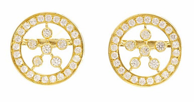 Bugatti Pave Set Cubic Zirconia Round Button Style Earrings
