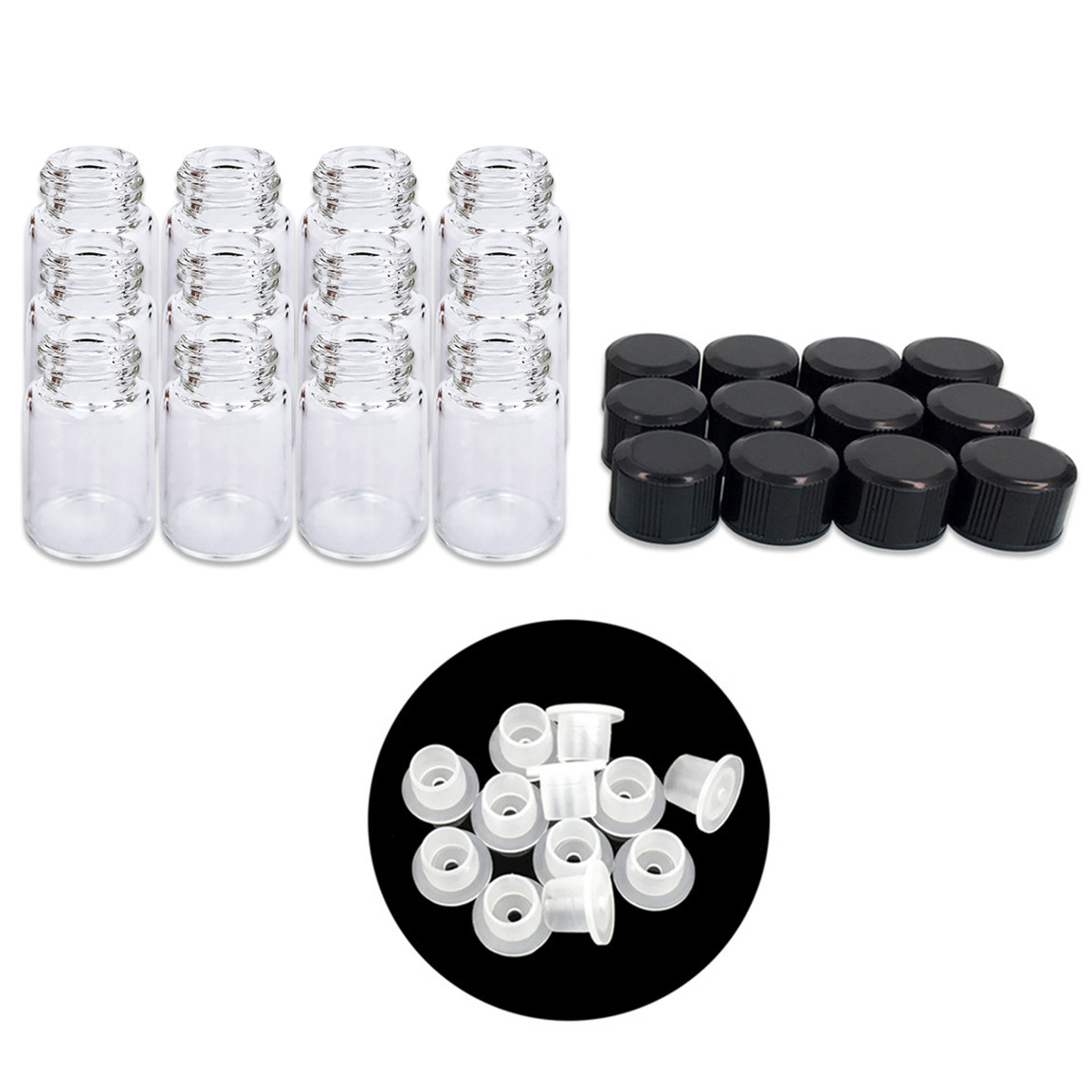 2ML (5/8 Dram)Glass Bottle with Orifice Reducer and Cap - Beauticom, Inc.