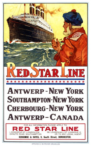 Red Star Line Vintage Poster by Cassiers 1920 French Fine Art Print.