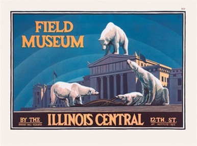 Field Museum Illinois Central Vintage Poster 1925 American Fine Art Print.