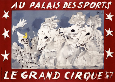 Le Grand Cirque Au Palais De Sports Vintage Poster by Vertes 1957 ...