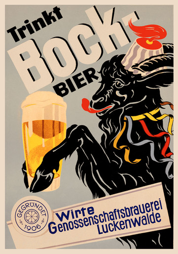 Bock Bier Vintage Poster 1906 German Fine Art Print.