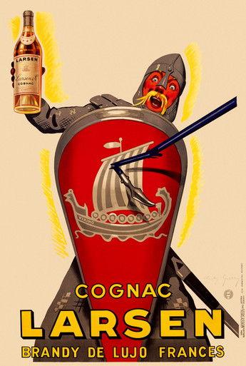 Cognac Larsen Brandy Vintage Poster by Guerry 1931 French Fine Art Print.