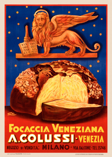 Focaccia Colussi Vintage Poster 1932 Italian Fine Art Print.