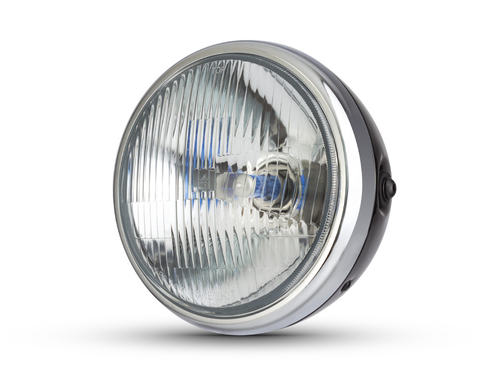 4.5" 4 1/2" Gloss Black & Chrome Headlight 12V 55W for Custom Project ...