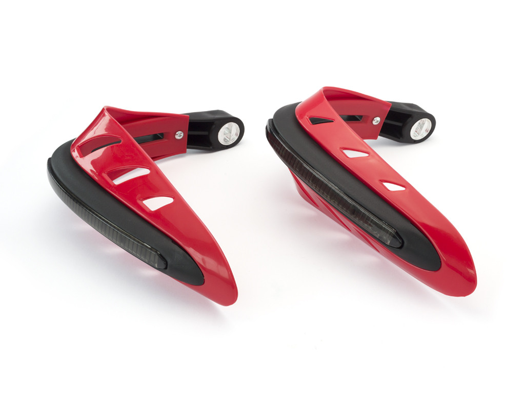RED Motorbike Quad Bike Handguards Protectors with Bulit In Indicators ...