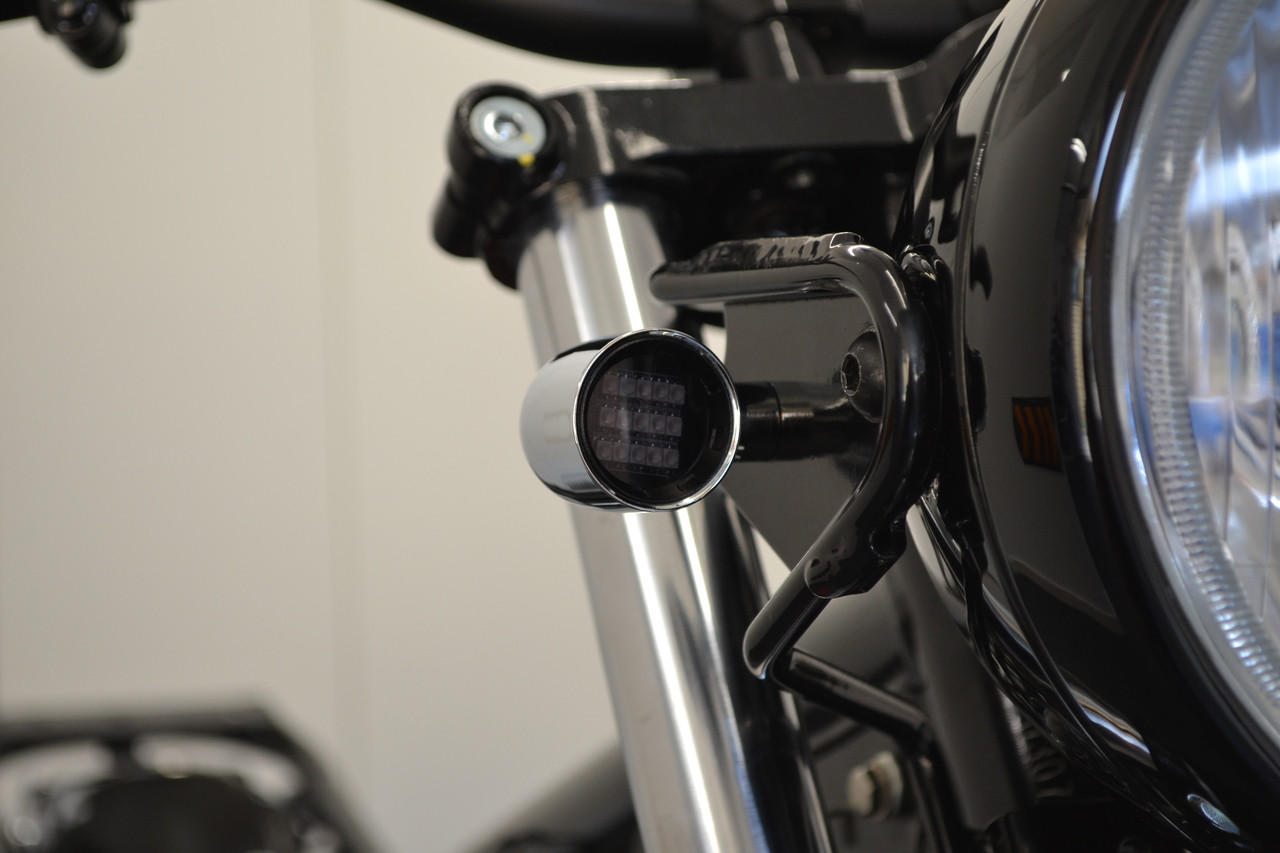 Chrome Mini LED Motorbike Indicators - CNC Aluminium with Black Bezel ...
