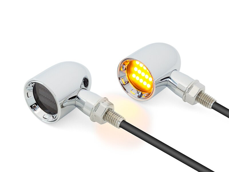 Chrome Mini LED Motorbike Indicators - CNC Aluminium with Black Bezel ...