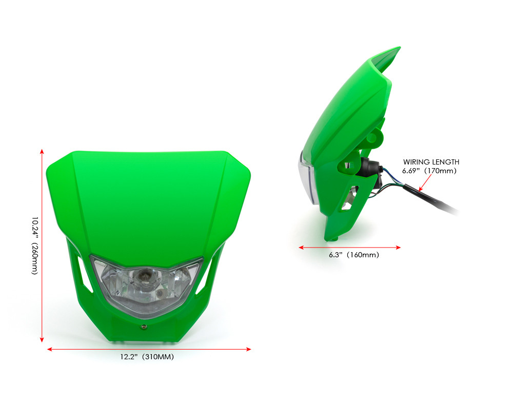 Motorbike Headlight Mask - Supermoto & Streetfighter - Green - 12V 35W