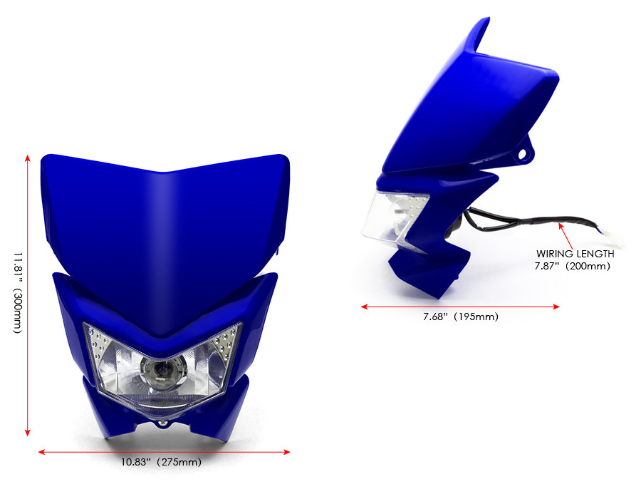Motorbike Headlight Mask - Streetfighter & Supermoto - Blue - 12V 35W