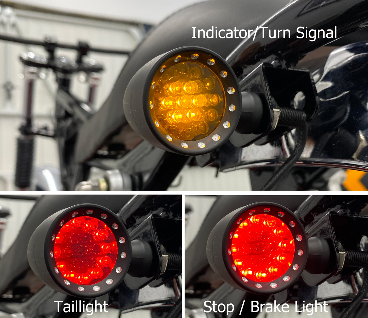 LED Indicators - REAR with Integrated Stop and Taillight for Custom ...