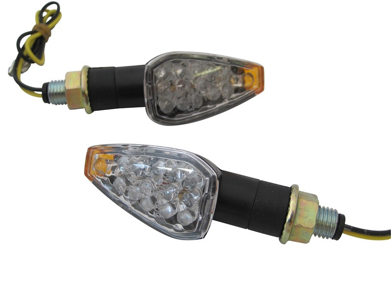 Universal Short Stem Carbon Fibre Look Tiny LED Orange Tip E-marked ...