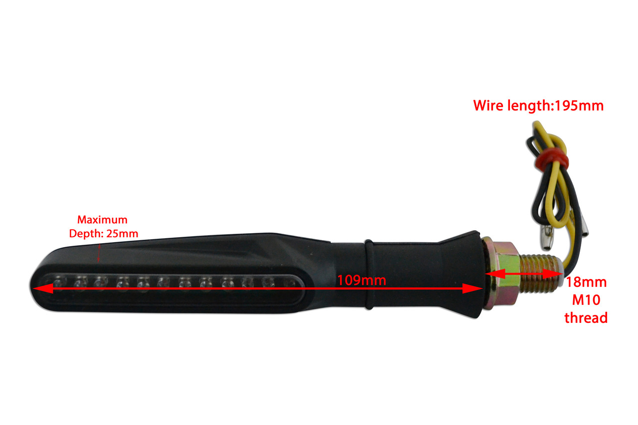 Black Slim Line Pair of Motorbike Motorcycle LED Indicators with Single ...