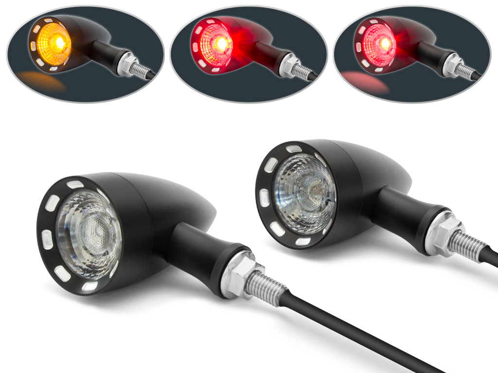 Black LED Custom Integrated Motorbike Indicators with Stop & Taillights ...