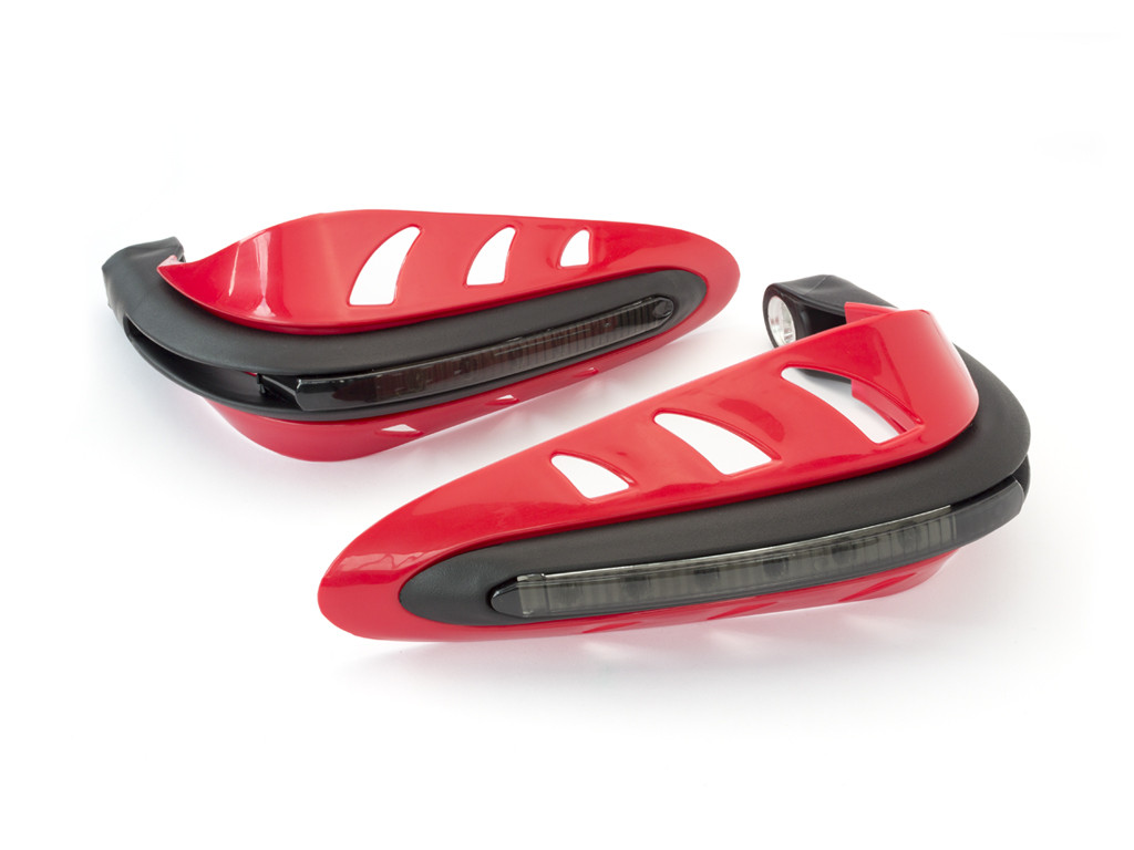 RED Motorbike Quad Bike Handguards Protectors LED Daytime Running ...