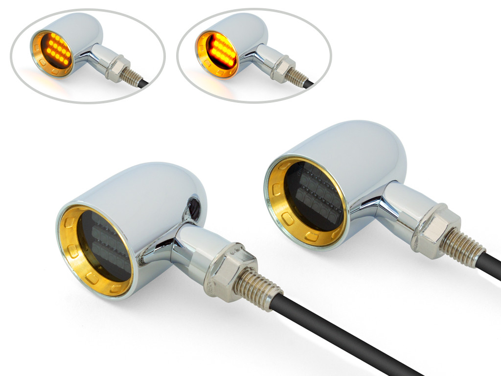 Chrome Mini LED Motorbike Indicators - CNC Aluminium with Brass Bezel ...