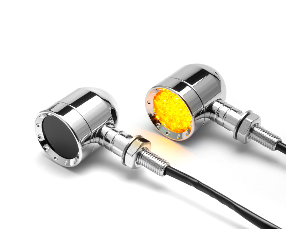 LED Motorbike Indicators Aluminium Contrast Cut - CHROME - Custom Bikes ...