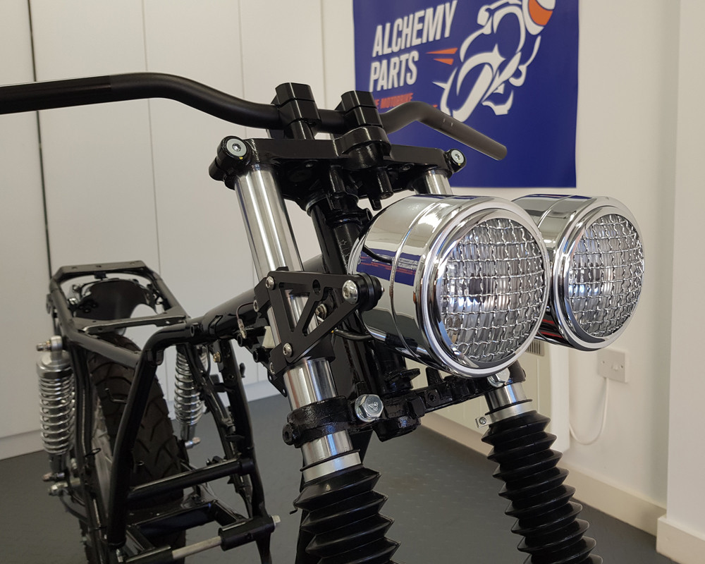 Motorbike Headlight Dominator Tracker Streetfighter Chrome Mesh Grill ...