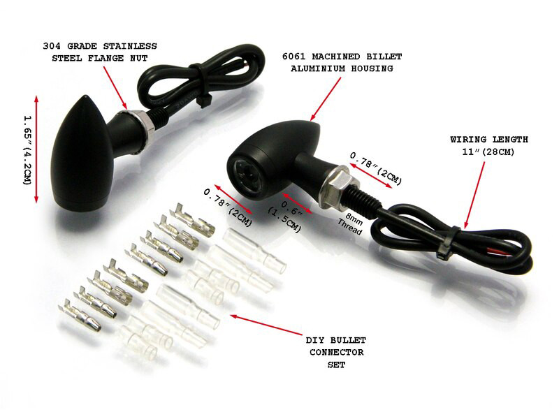 High Quality Matt Black Mini Micro LED Motorcycle Motorbike Retro ...