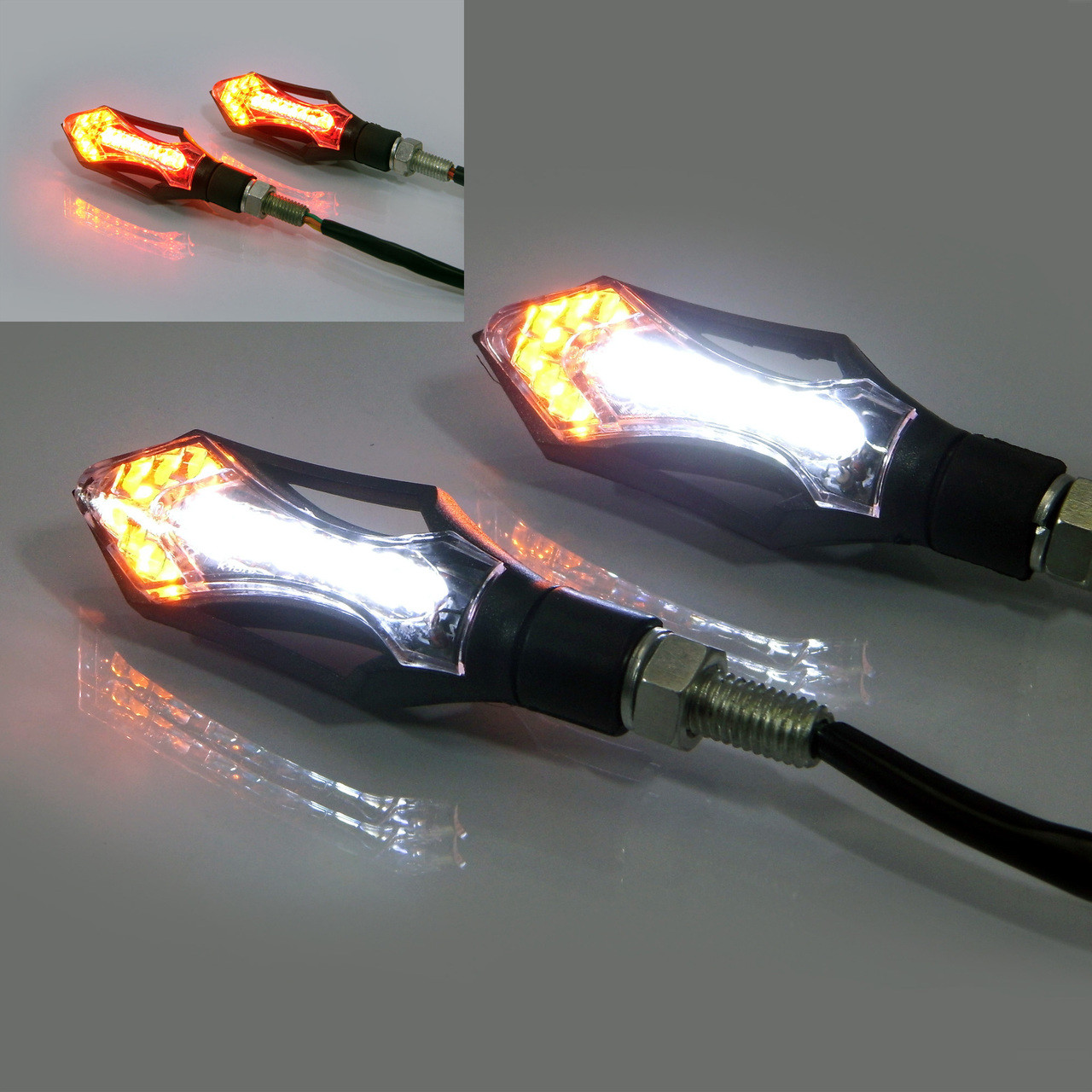 Set of 4 Motorcycle Motorbike Indicators Integrated Run / Stop / DRL Lights