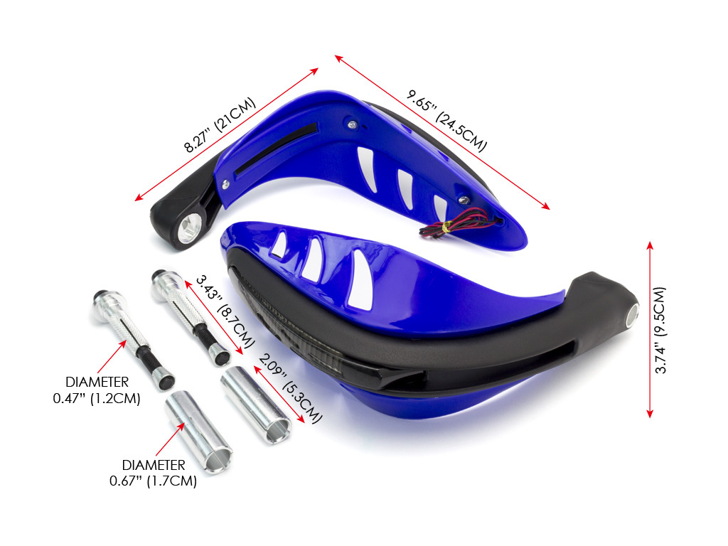 BLUE Motorbike Quad Bike Handguards Protectors Bulit In Indicators Turn ...