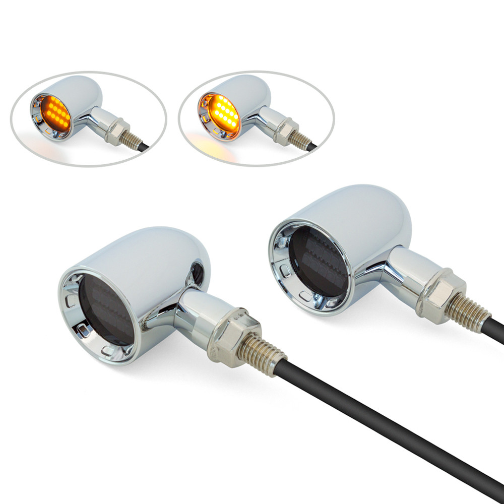 Chrome Steel Torpedo Style LED Motorbike Indicators