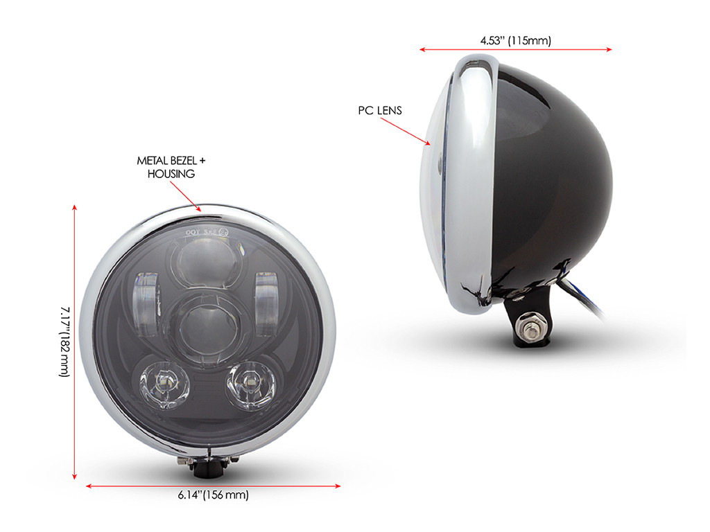 Black Metal Custom Project Retro Motorbike Headlight
