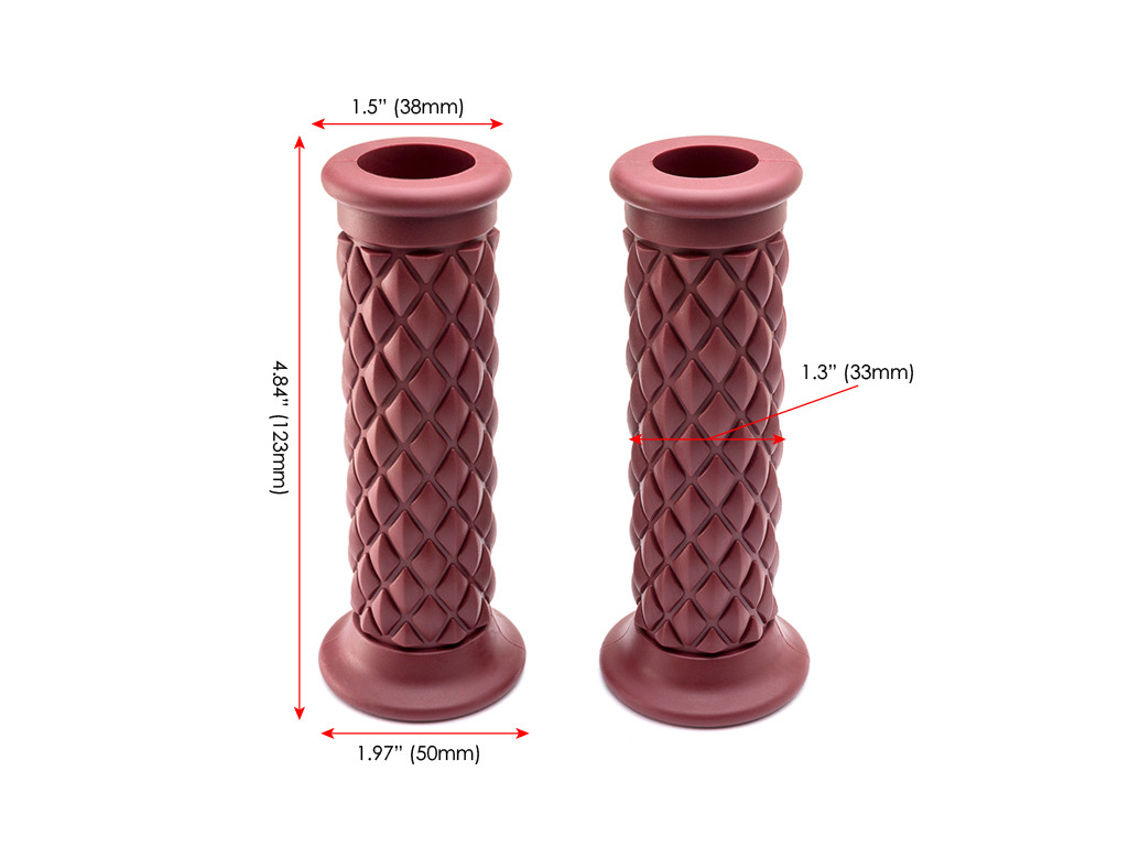 Brown Diamond Motorbike Hand Grips 22mm (7/8") for Scrambler Brat Bike ...