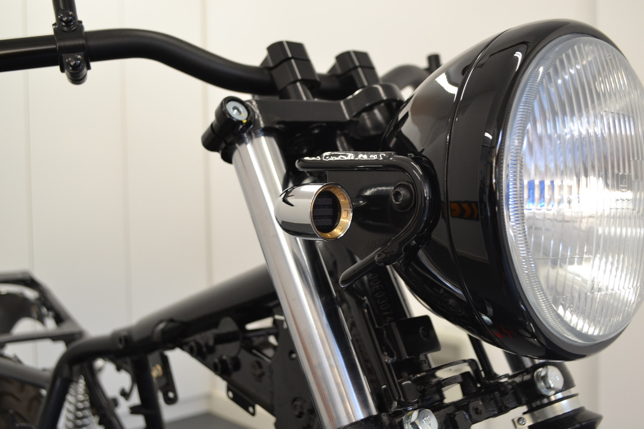 Chrome Mini LED Motorbike Indicators - CNC Aluminium with Brass Bezel ...