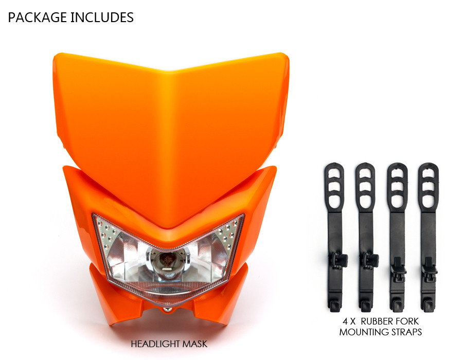 Motorbike Headlight Mask - Streetfighter & Supermoto - Orange - 12V 35W