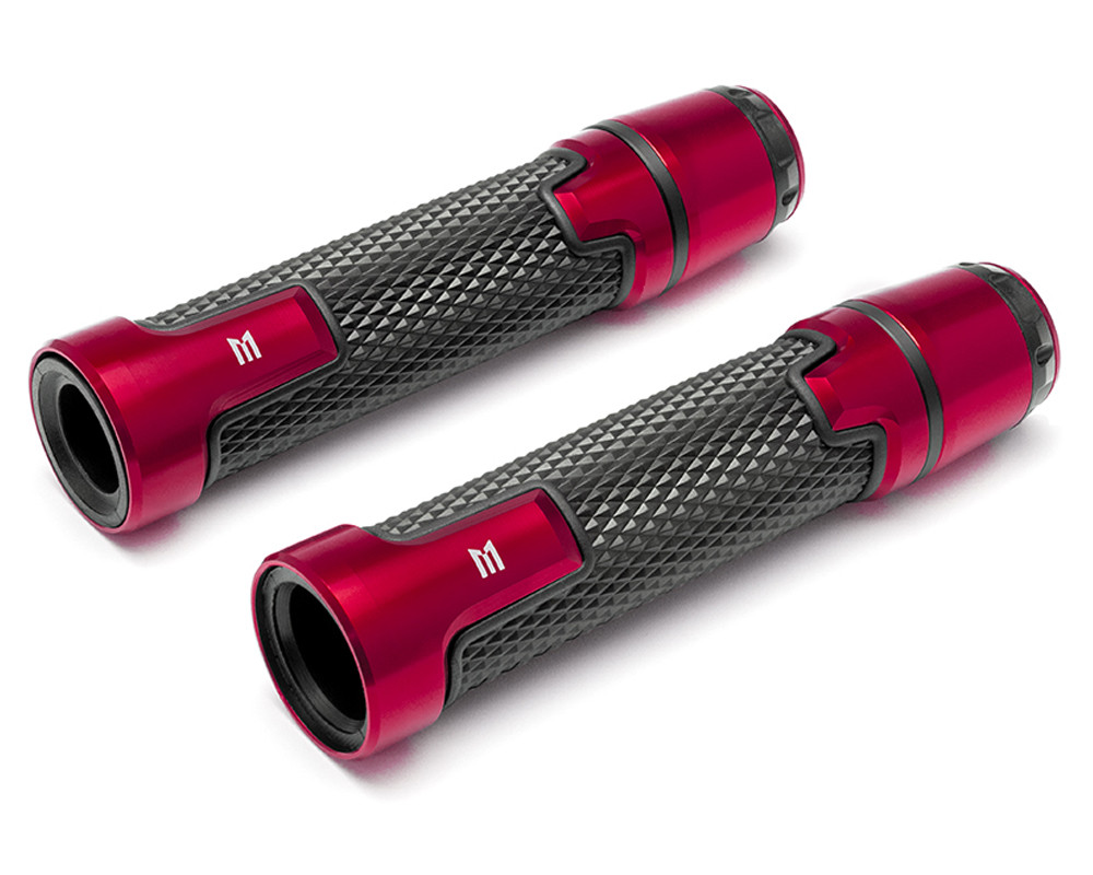 Red Motorbike Hand Grips & Bar Ends for 22mm bars - Anodised Aluminium ...