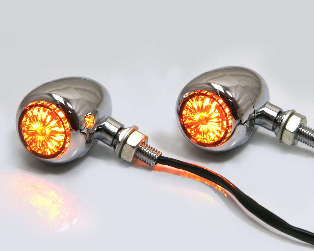 LED Indicators - Custom Cafe Racer Retro Aluminium - CHROME