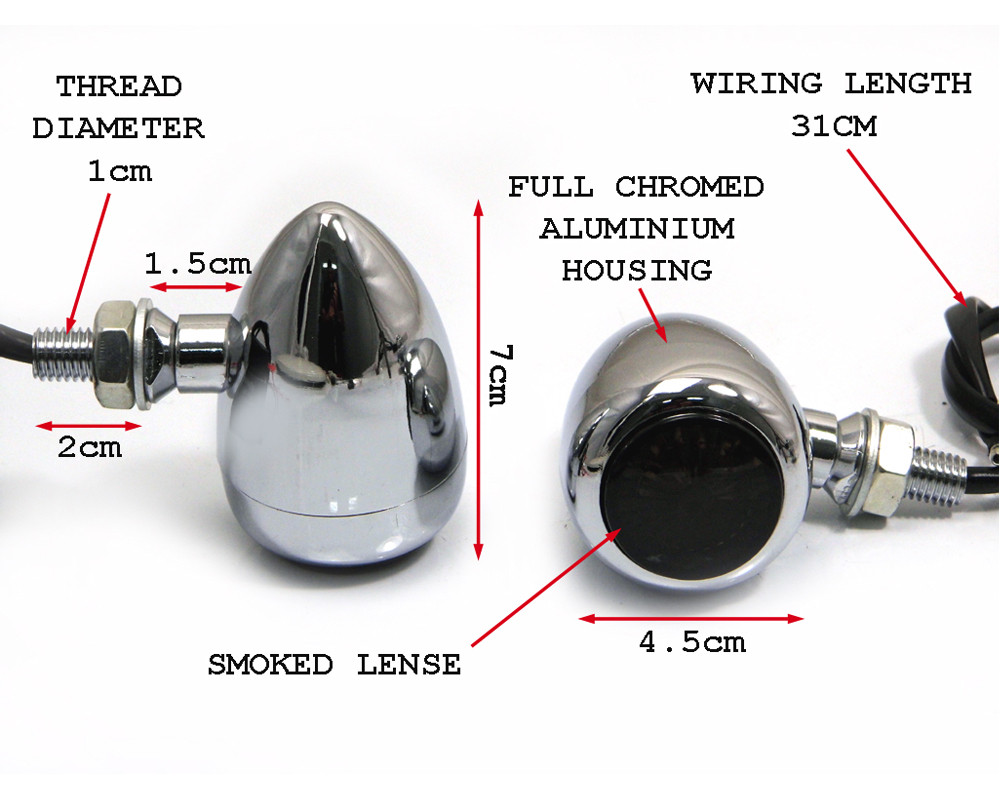 LED Indicators - Custom Cafe Racer Retro Aluminium - CHROME
