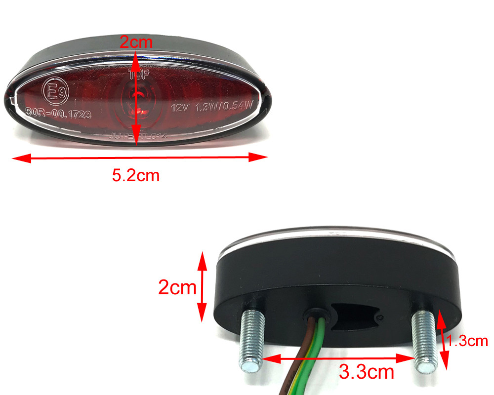 Mini Stop Tail Light LED for Project Motorcycles & Scooters - Red Lens