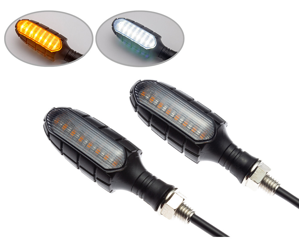 Motorbike LED Indicators & Driving Lights Integrated Blinkers Turn ...