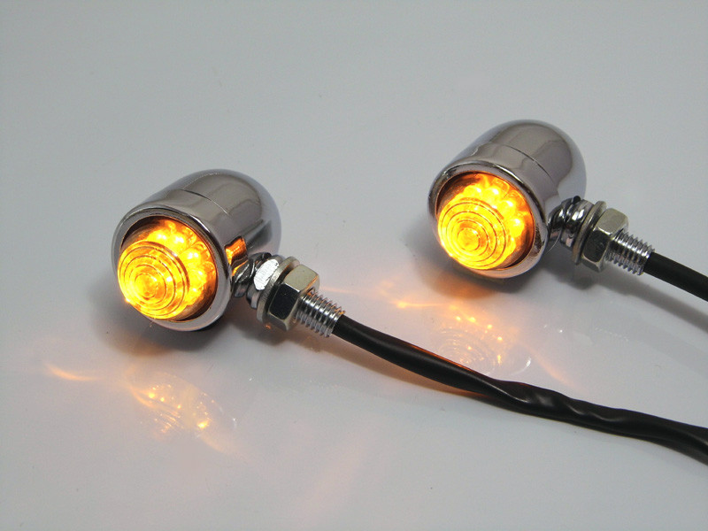 Motorcycle Motorbike Custom Chrome Aluminium LED Indicators / Turn Signals