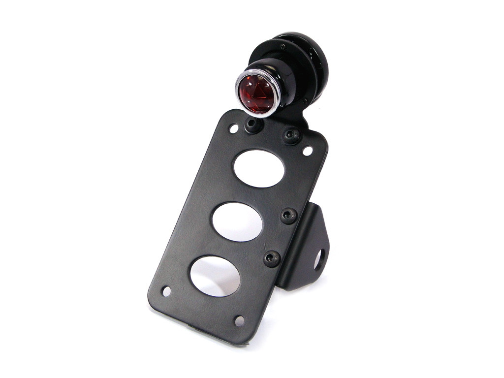 Curved Side Mount Motorbike Number Plate Holder with LED Lucas Style ...