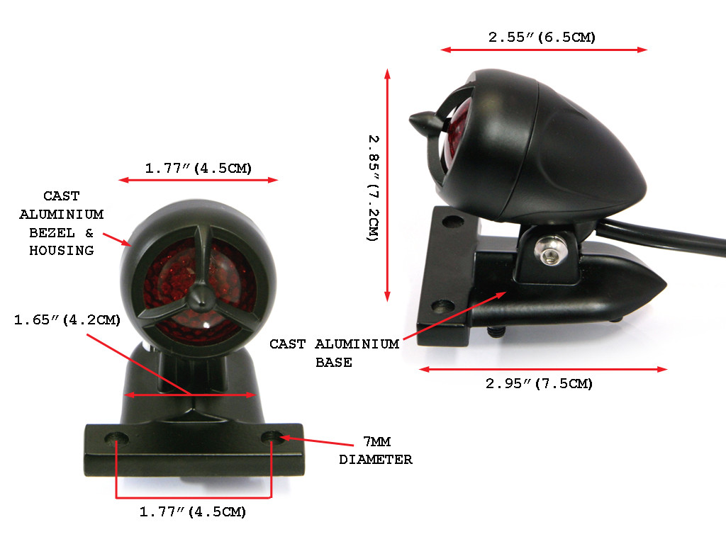 Black Torpedo Style LED Stop & Tail Light Custom Project Motorcycle ...