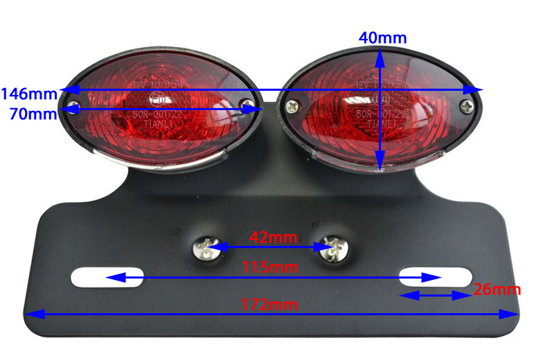 Custom Project Motorcycle Motorbike BLACK LED Rear Stop Tail Light with ...