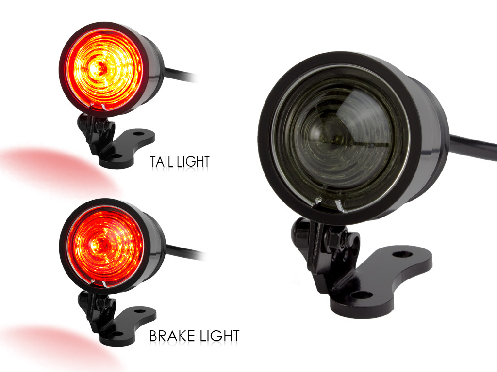 Retro LED Stop Tail Driving Light with Vintage Mesh Grill - Matt Black ...