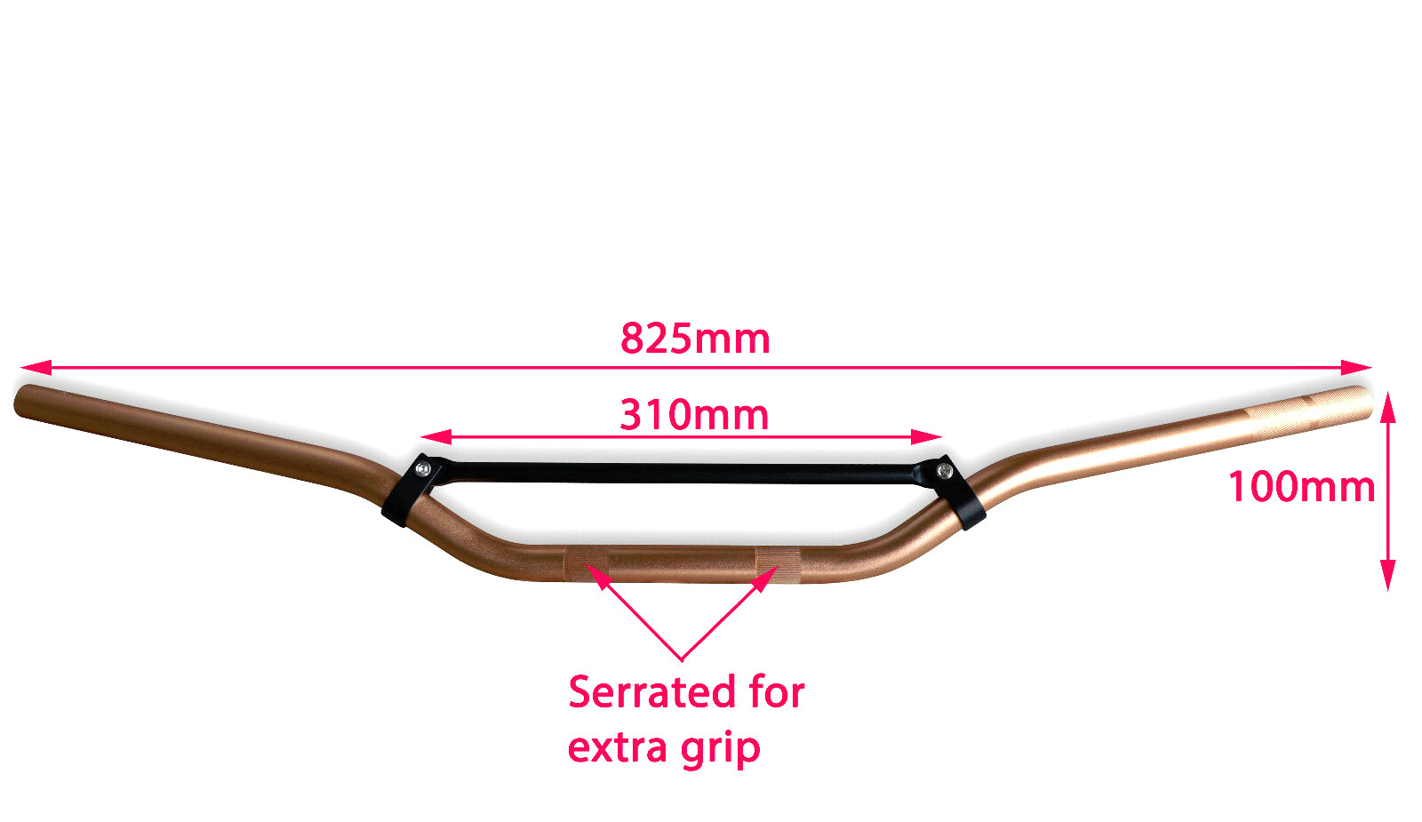 22mm 7/8" Rose Gold Braced Motorcycle Motorbike Handlebars for Trail ...
