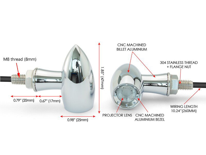 Motorbike Mini LED Indicators and Running Lights - CHROME - Custom ...