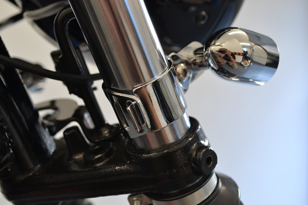 Chrome Adjustable Fork Mount Indicator Relocation Brackets - 31 mm-36 mm