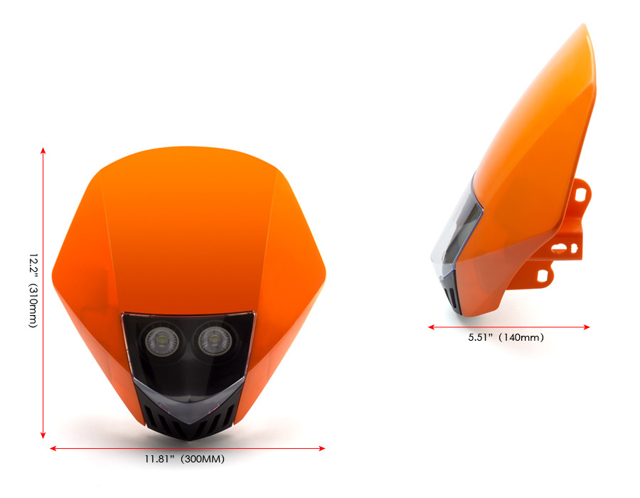 ORANGE Motorbike Headlight Mask - LED 12V 35W - Project Streetfighter ...